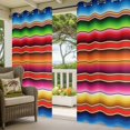 Abstract Outdoor Curtains for Patio, Colorful Mexican Stripe Pattern ...