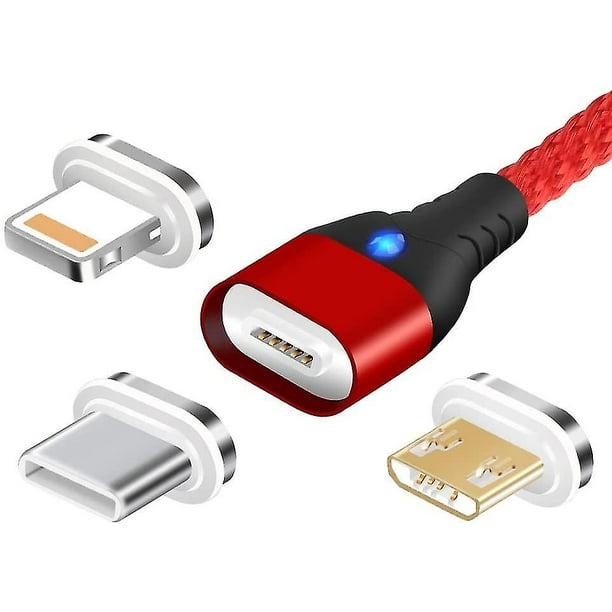 Cable magnético 3 en 1 con adaptador magnético micro USB tipo C ...