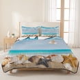 96x106in Quilt Bedding Set, Summer Ocean Beach Shell Starfish ...