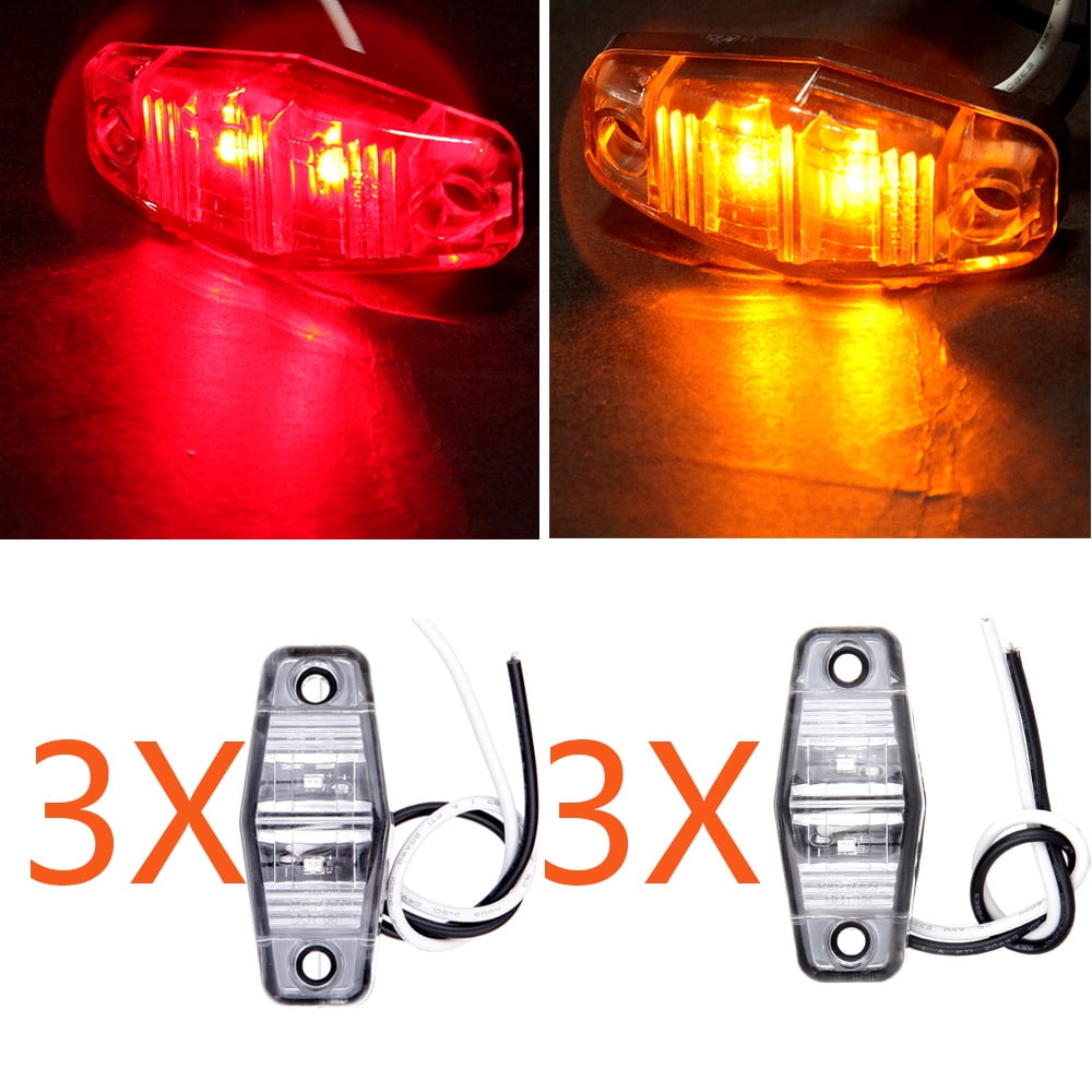 Scitoo Set of 6 Red/Amber Side Fender Marker Clear Lens Universal ...