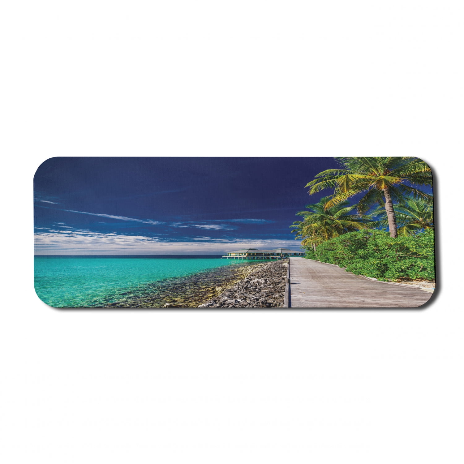 Ocean Computer Mouse Pad, Wooden Boardwalkt the Beach Palm Trees in ...
