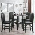 5 Piece Dining Table Chair Set, 1 Table and 4 Chair, Faux Marble ...