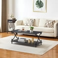 39-Inch Coffee Table with Storage and Open Shelves for Living Dining ...