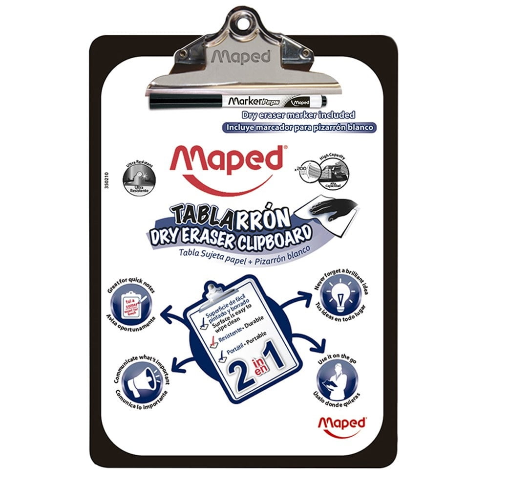 Tabla Sujetadocumentos c / Pizarron + Plumon ClipBoard Maped Maped ...