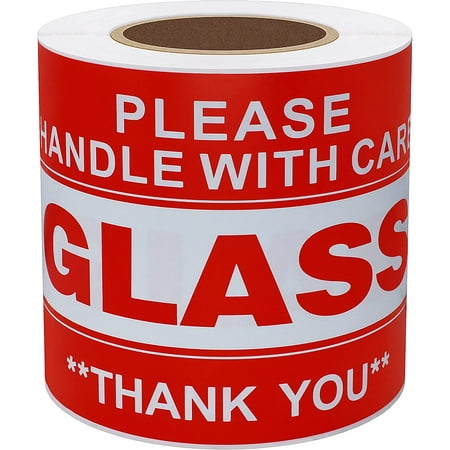 3x5 inch Handle with Care Thank You Gl Stickers Adhesive Label 100 Per ...