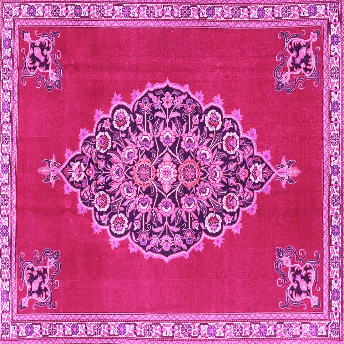 Ahgly Company Indoor Square Medallion Pink Traditional Area Rugs, 6 ...