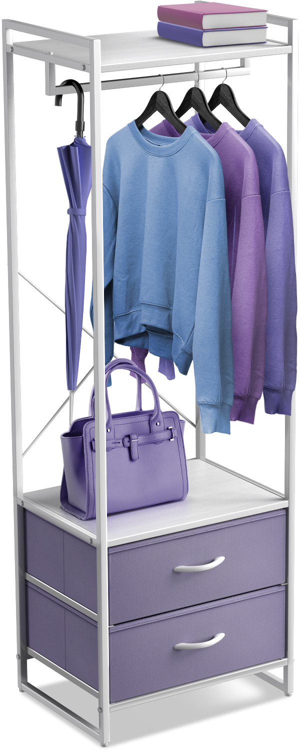 Sivan Home Décor Clothing Rack with Drawers - Standalone Garment Rack ...