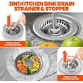 2 Pack Sink Drain Strainer - Sink Stopper, 3 in 1 Stainless Steel ...