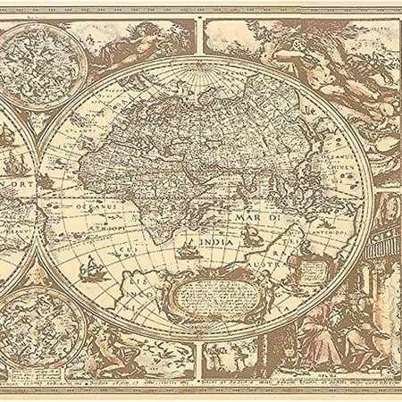 Concord Wallcoverings Ancient World Map Wallpaper Border Classic Look ...
