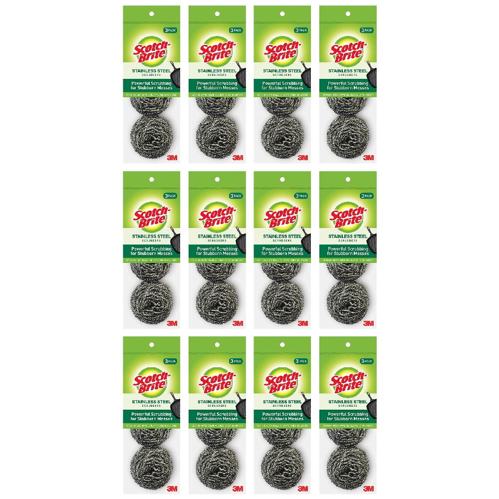 Scotch-Brite Stainless Steel Scrubbing Scour Pads Heavy Duty 3 Pads ...