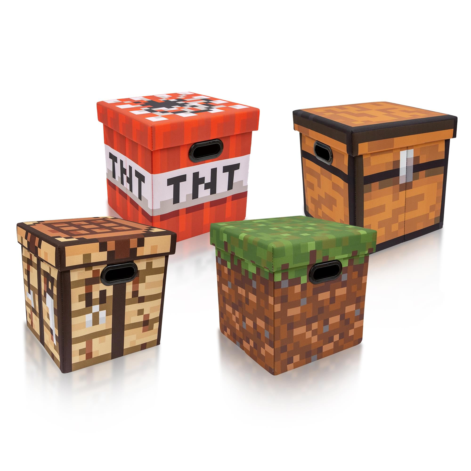 Minecraft 13-Inch Fabric Storage Bin Cube Organizers With Lids | Set of ...