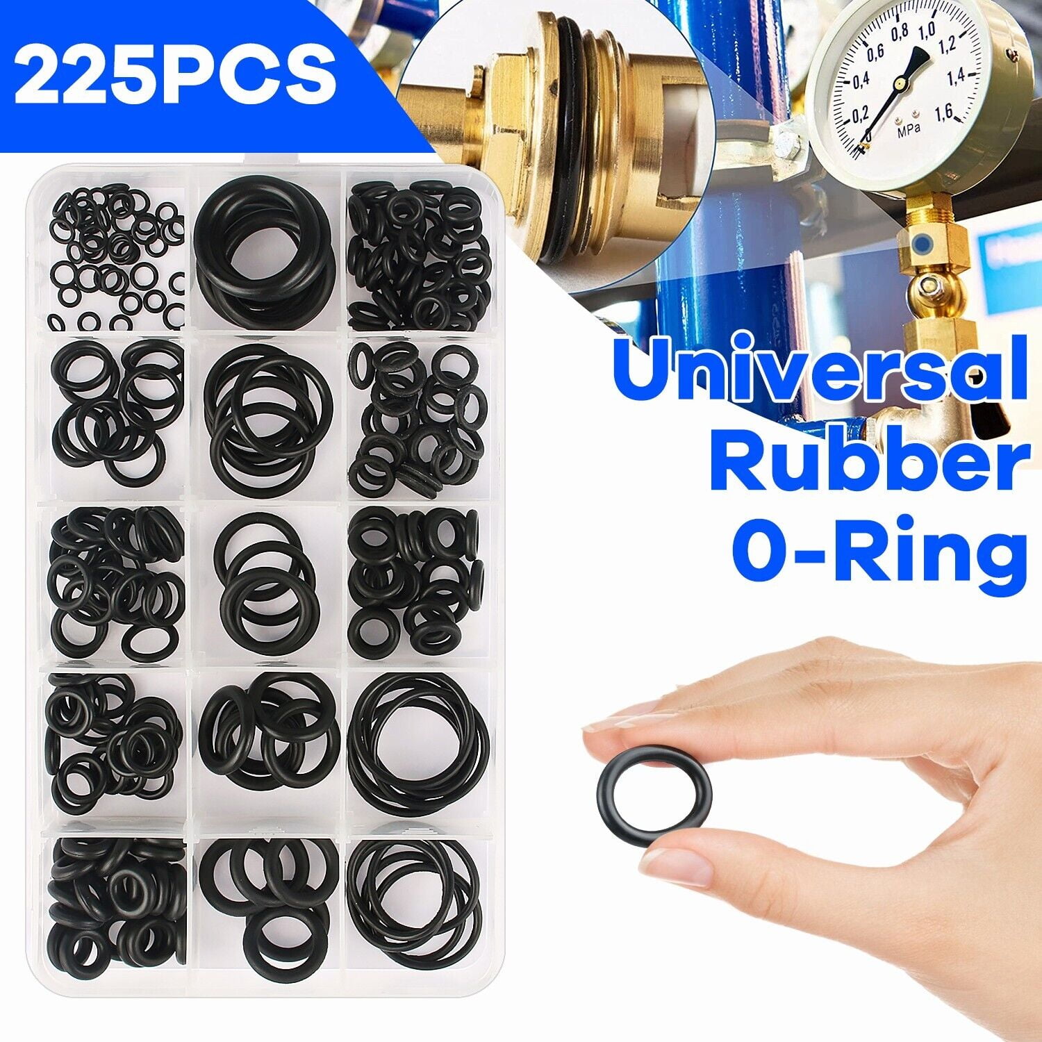 O-Ring Metric Assortment Set Seal Rubber Gasket Tool 18 Universal Sizes ...