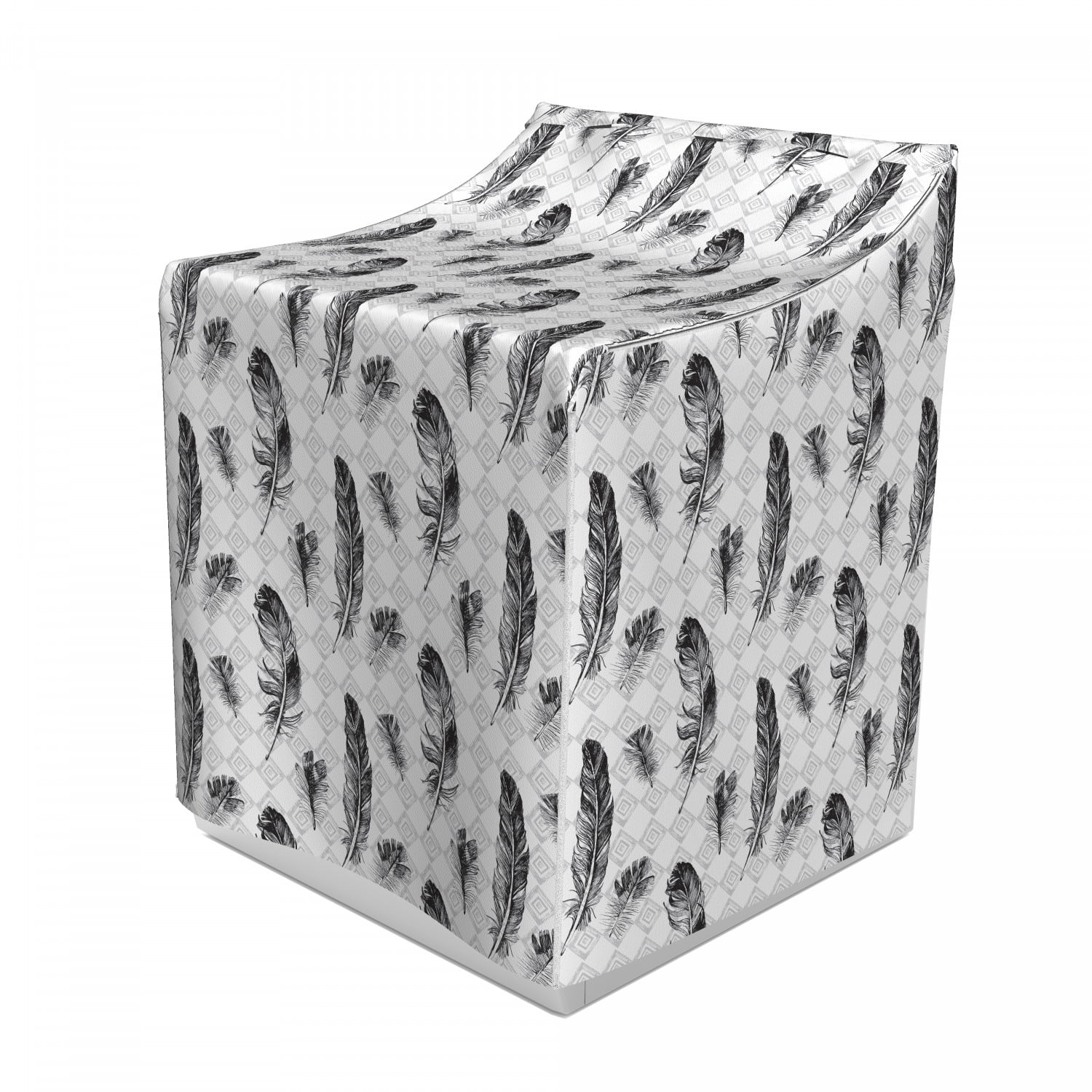 Feather Washer Cover, Faded Geometric Backdrop Nested Squares Mosaic ...