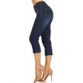 Jvini Women's Pull-On Stretch Denim Capri Pants with Pockets, Dark Blue Wash, Size S-3XL ...