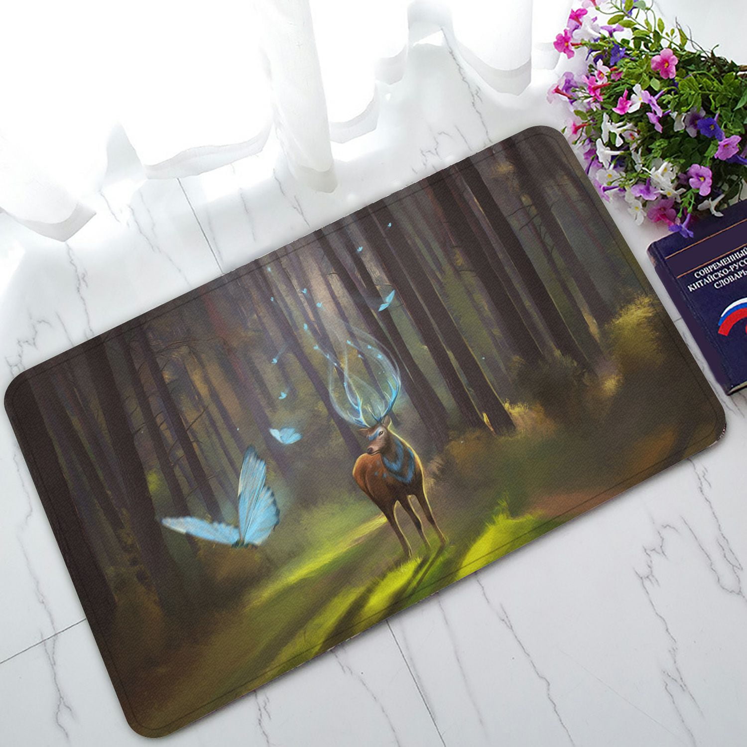 PHFZK Woodland Doormat, Magic Deer Walking in the Forest Doormat ...