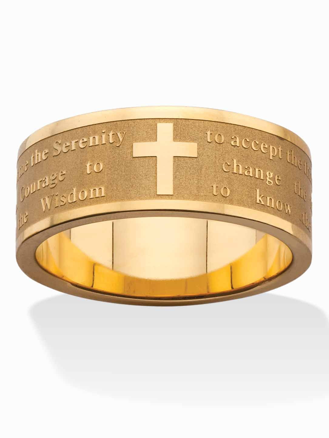 Serenity Prayer Inscription Ring in Gold Ion-Plated Stainless Steel ...