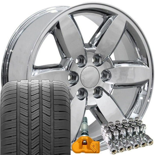 OE Wheels 20 inch Chrome 5420 , Goodyear Tires, Lugs, TPMS Fits ...