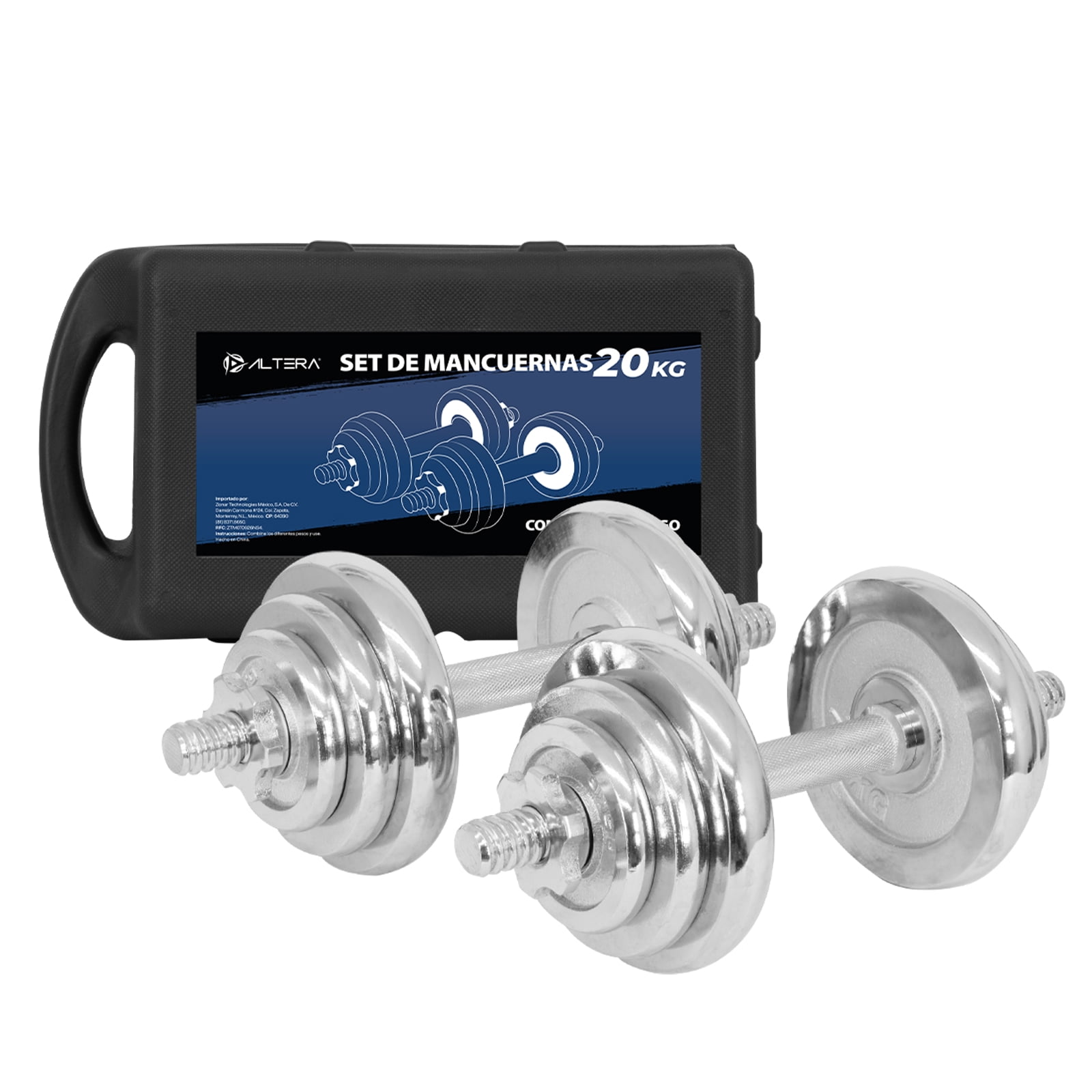 Set De Mancuernas C/ discos 20 kg Altera BS-20-PL Color Plata | Walmart ...