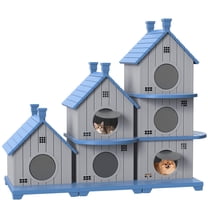 EASY UP Resin Outdoor Cat House,Villa, Multi-layer Design, Weather ...