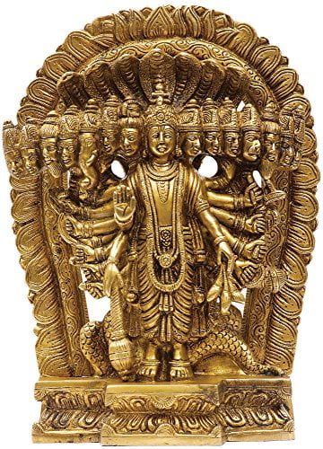 Lord Vishnu in His Cosmic Magnification - Brass Sculpture - Walmart.com
