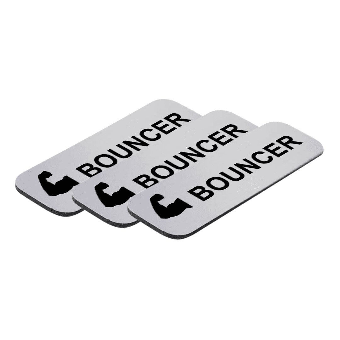 Bouncer (Bicep) 1 x 3" Name Tag/Badge, Silver, (3 Pack) - Walmart.com