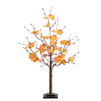 Nearly Natural Pre-Lit Maple Artificial Fall Tree with Pinecones and ...