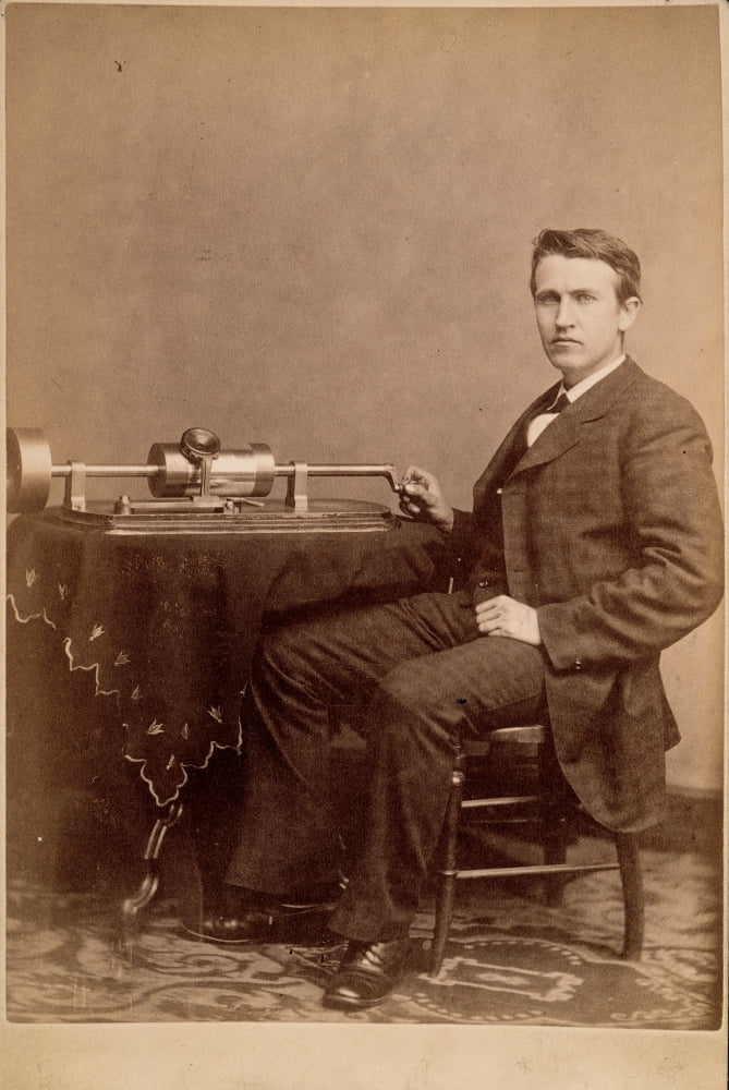Thomas Edison (1847-1931) Namerican Inventor Edison With His Phonograph ...