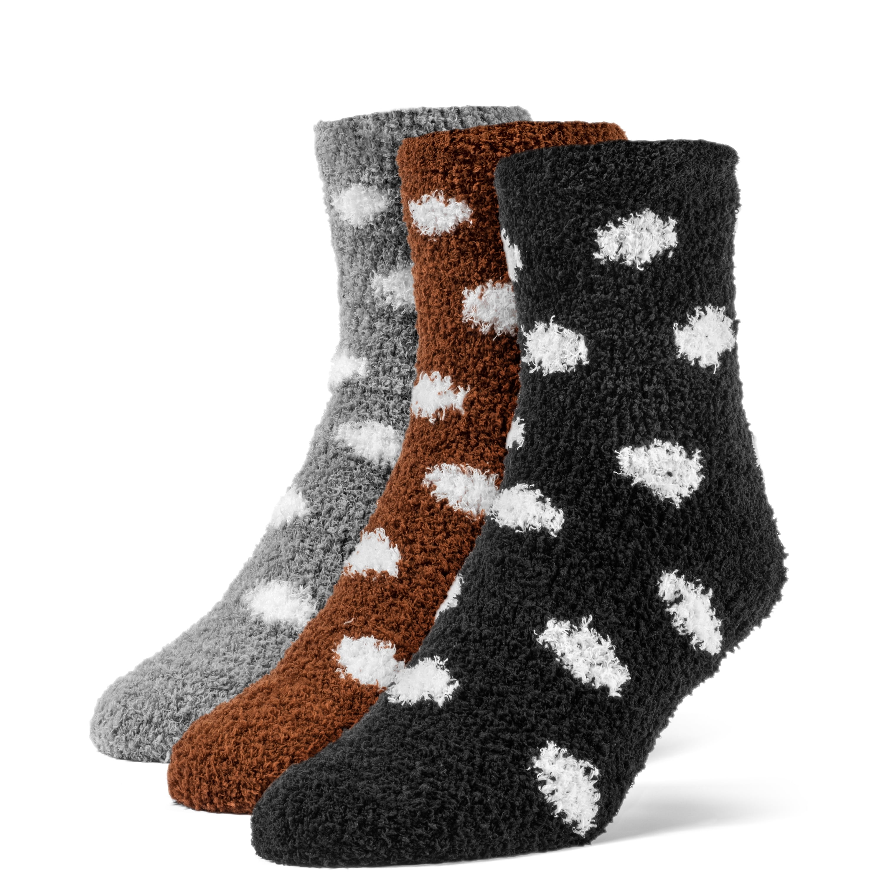 Galiva Women's Assorted Dotted Fuzzy Quarter Cozy Socks - 3 Pairs ...