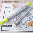 3 in 1 Set of Rolling Pin with handle + Pastry Baking Mat + Kneading ...