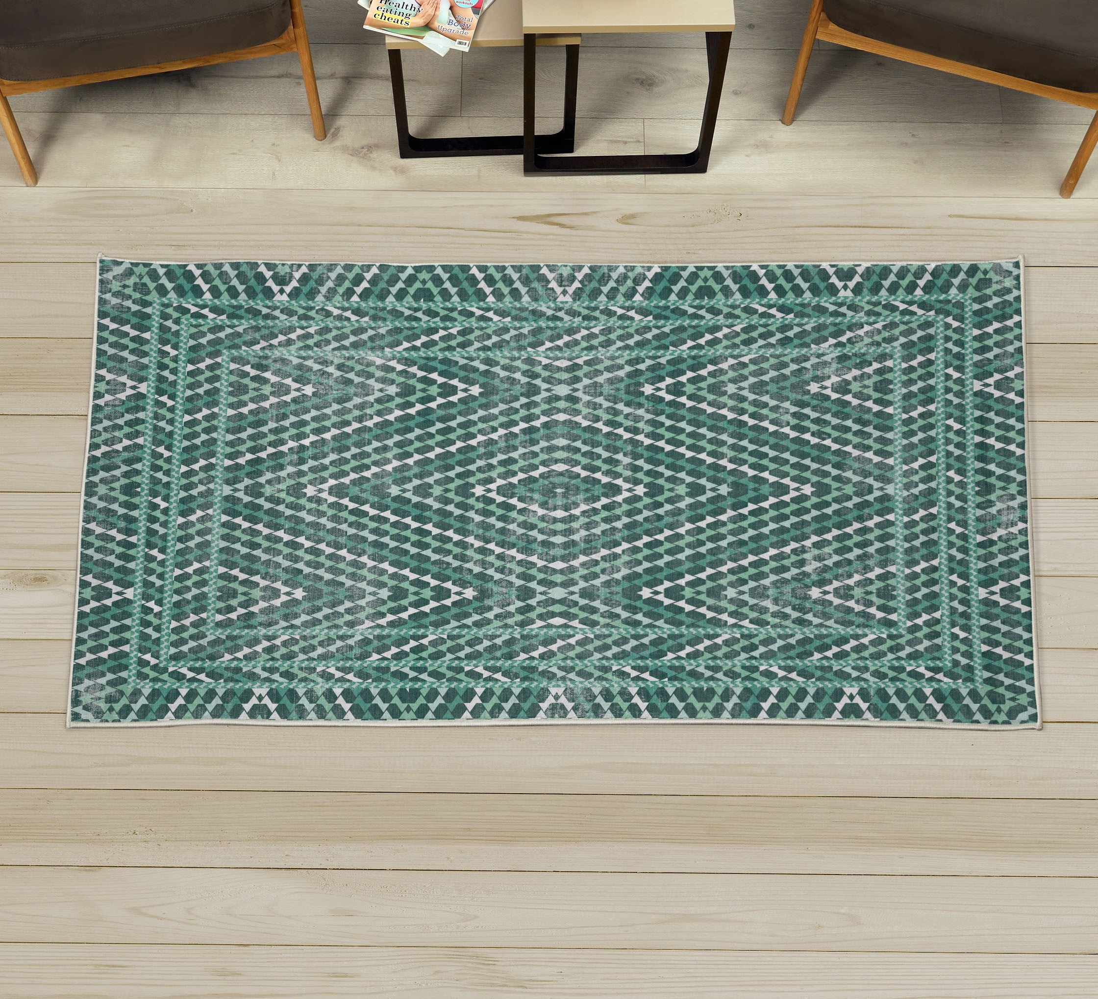 Geometric Decorative Rug, Pastel Ombre Colored Zigzag Look Abstract ...