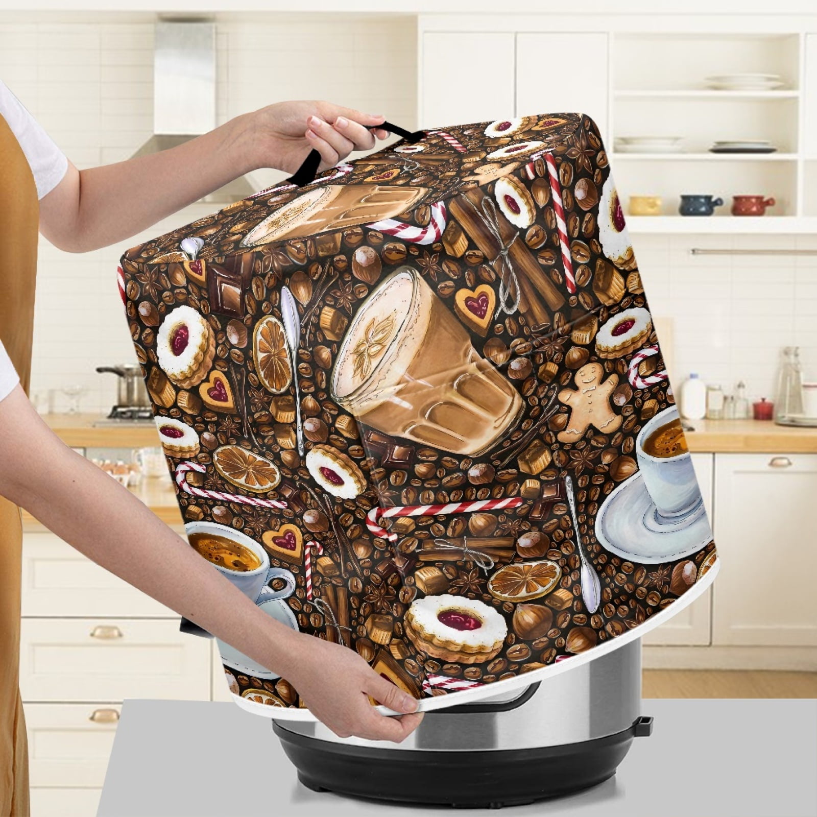 Xoenoiee Coffee and Dessert Pattern Kitchen Appliance Dust Cover with ...