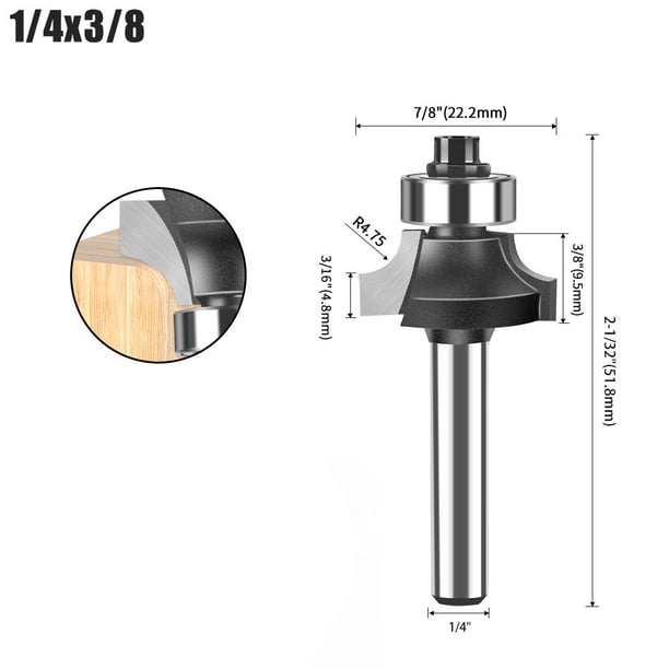 MYG 1/4 shank Corner Round Over Router Bit with BearingMilling Cutter ...