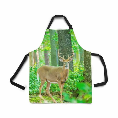 HATIART Whitetail Deer Buck Standing Woods Adjustable Bib Apron for ...