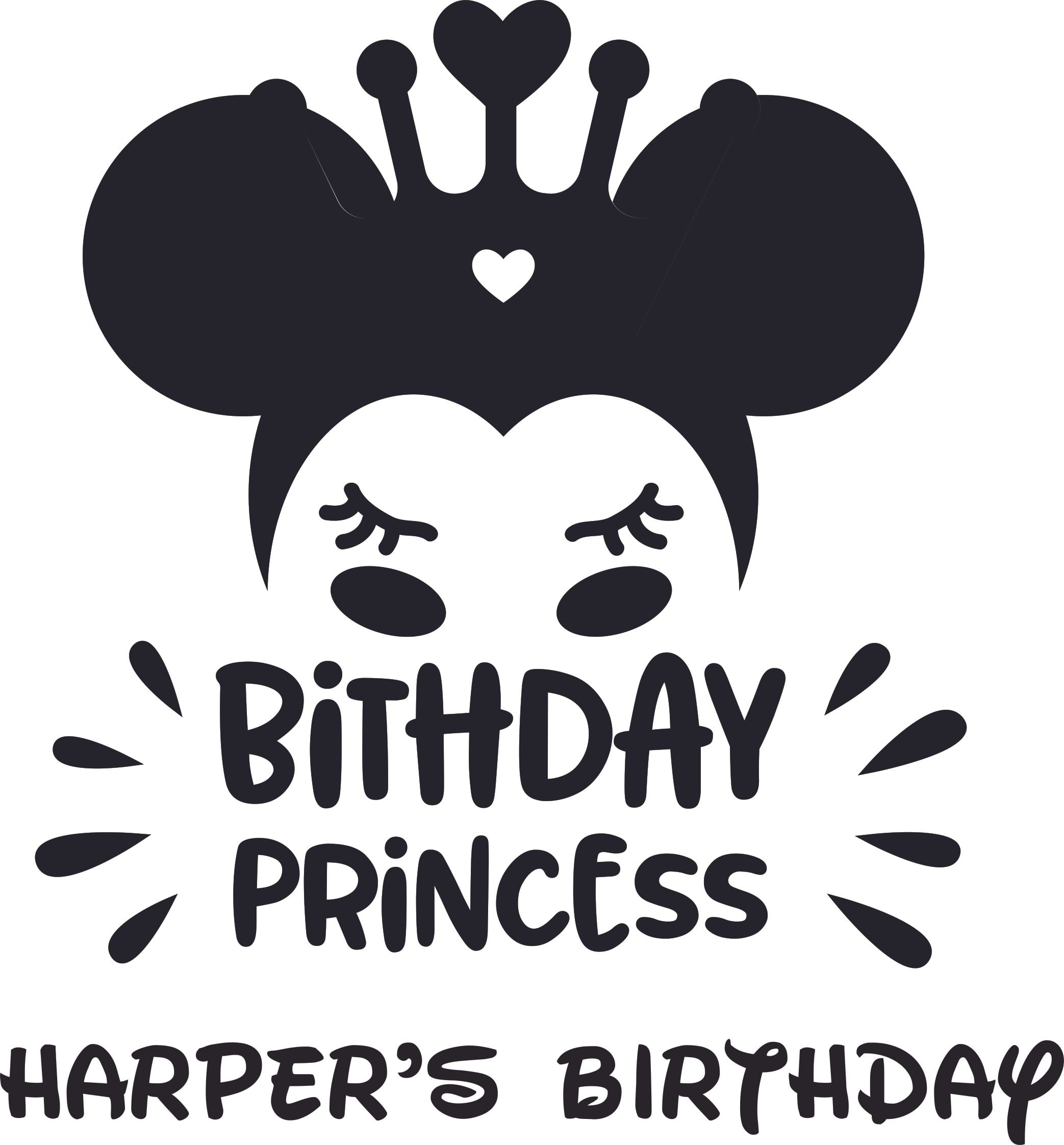 Birthday Princess Logo Cartoon Design Customized Name Wall Decal ...