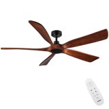 Wellspeed 60 in. Indoor Farmhouse Brown Walnut Wood Ceiling Fan with 5 ...