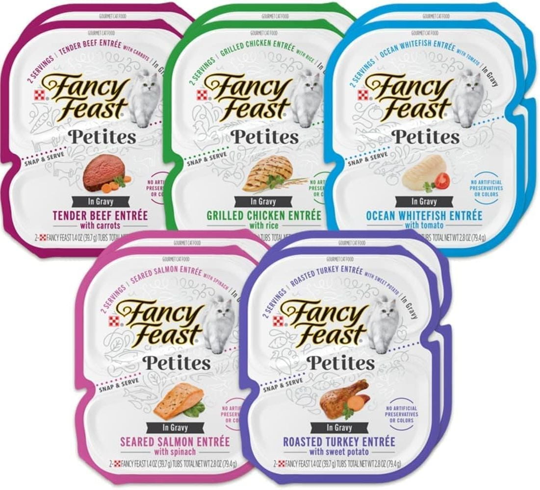 Fancy Feast Petites in Gravy Wet Cat Food Chicken Turkey Beef Salmon ...