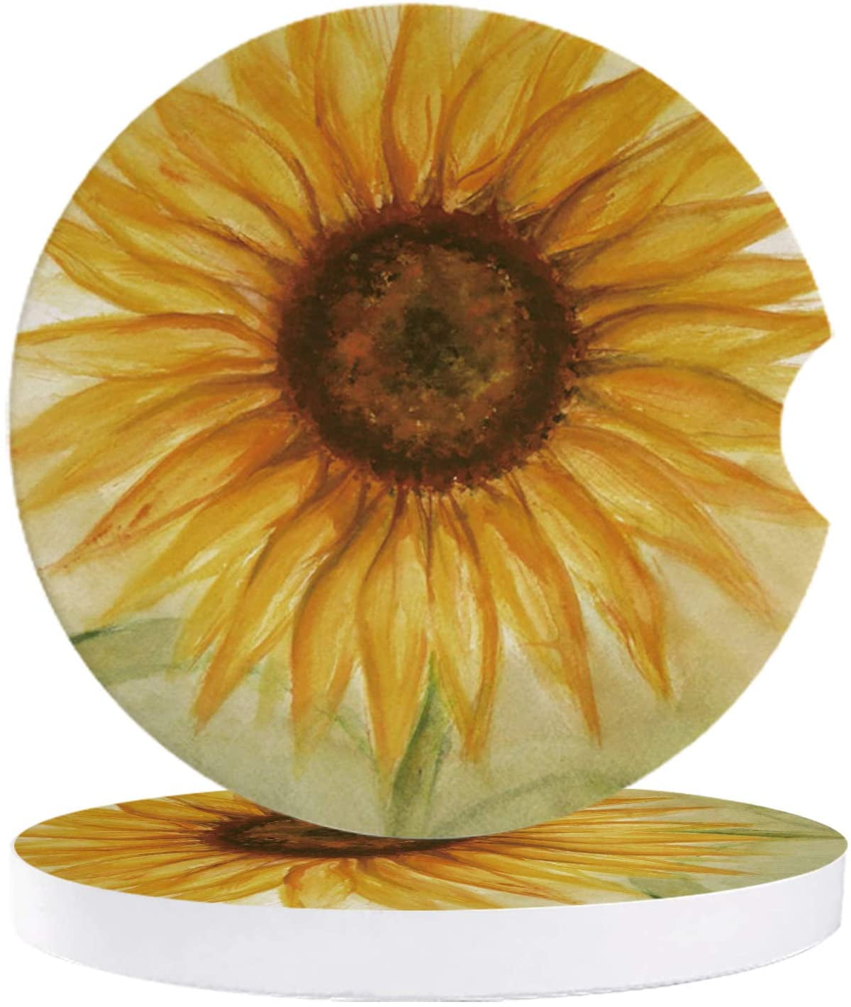FMSHPON Hand Drawn Summer Sunflower Set of 6 Car Coaster for Drinks ...
