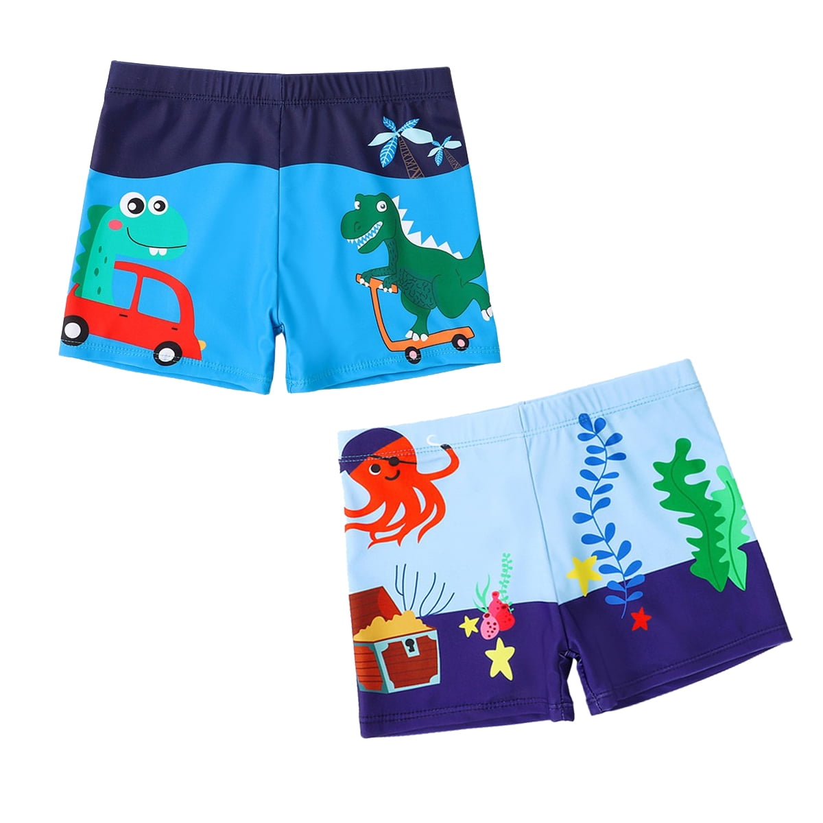 2PACK Kids Boys Swim Trunk Cartoon Boys Swimming Trunks Quick Dry Sun ...