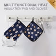 2PCS Pot Holders and Oven Mitts Sets Cooking Gloves Kitchen Gloves Heat ...