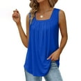 Qwertyu Womens Tunics Plus Size Blouse Summer Loose Square Neck Tank