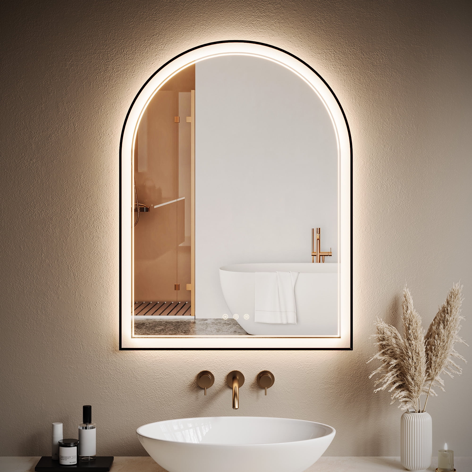 Click here for Garvee Arched Led Bathroom Mirror  Gold Bathroom M... prices