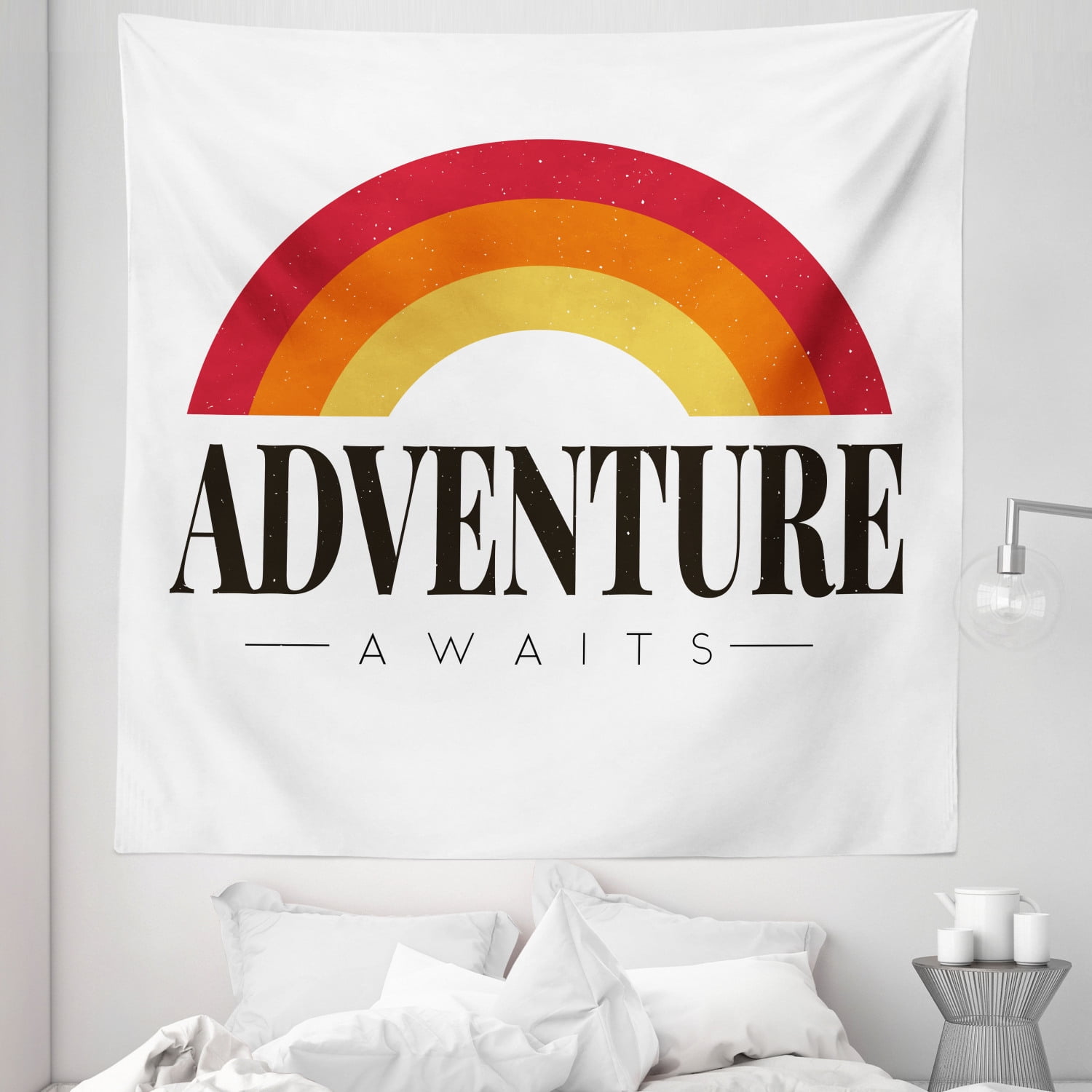 Saying Tapestry, Modern Image of Wanderlust Themed Wording Tangerine ...