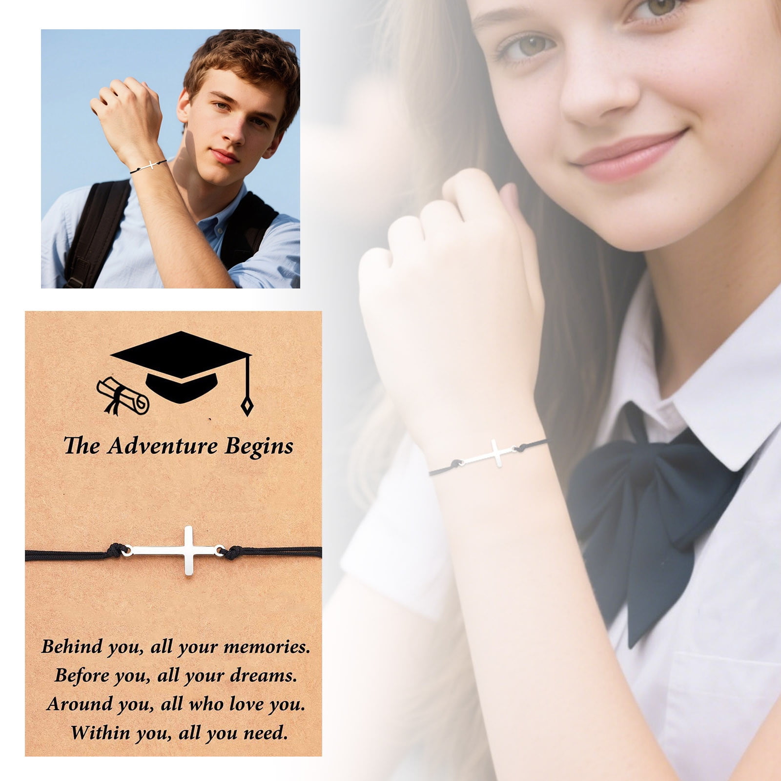 Graduation Bracelet for Students Stainless Steel Hollow Card Bracelet ...