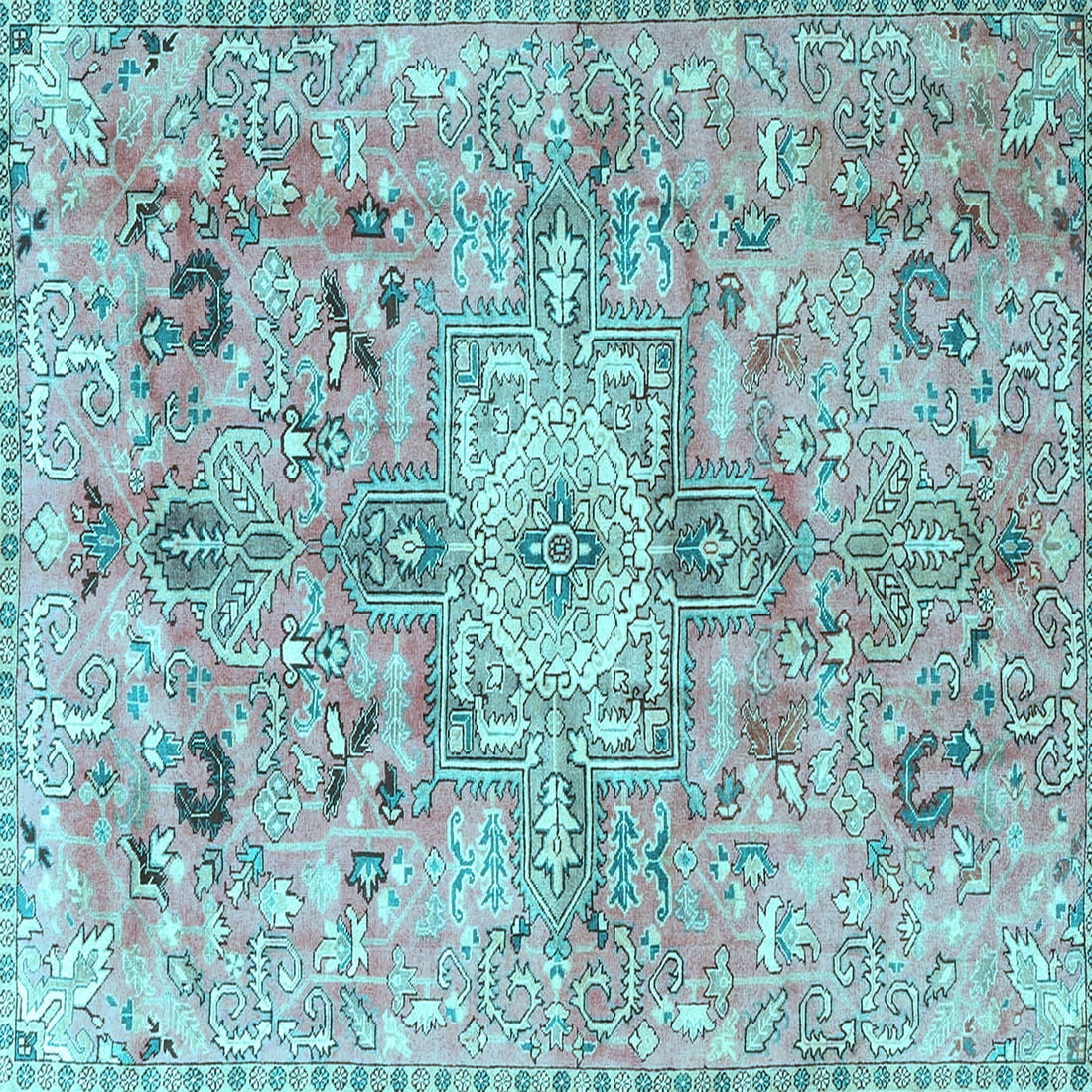 Ahgly Company Indoor Square Persian Light Blue Traditional Area Rugs, 6 ...