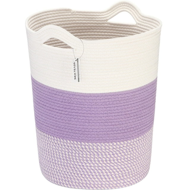 Sea Team Large Size Cotton Rope Woven Storage Basket with Handles ...