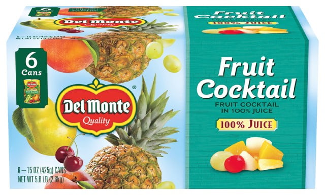 (6 Cans) Del Monte Fruit Cocktail, 100% Juice, Canned Fruit, 15 oz ...