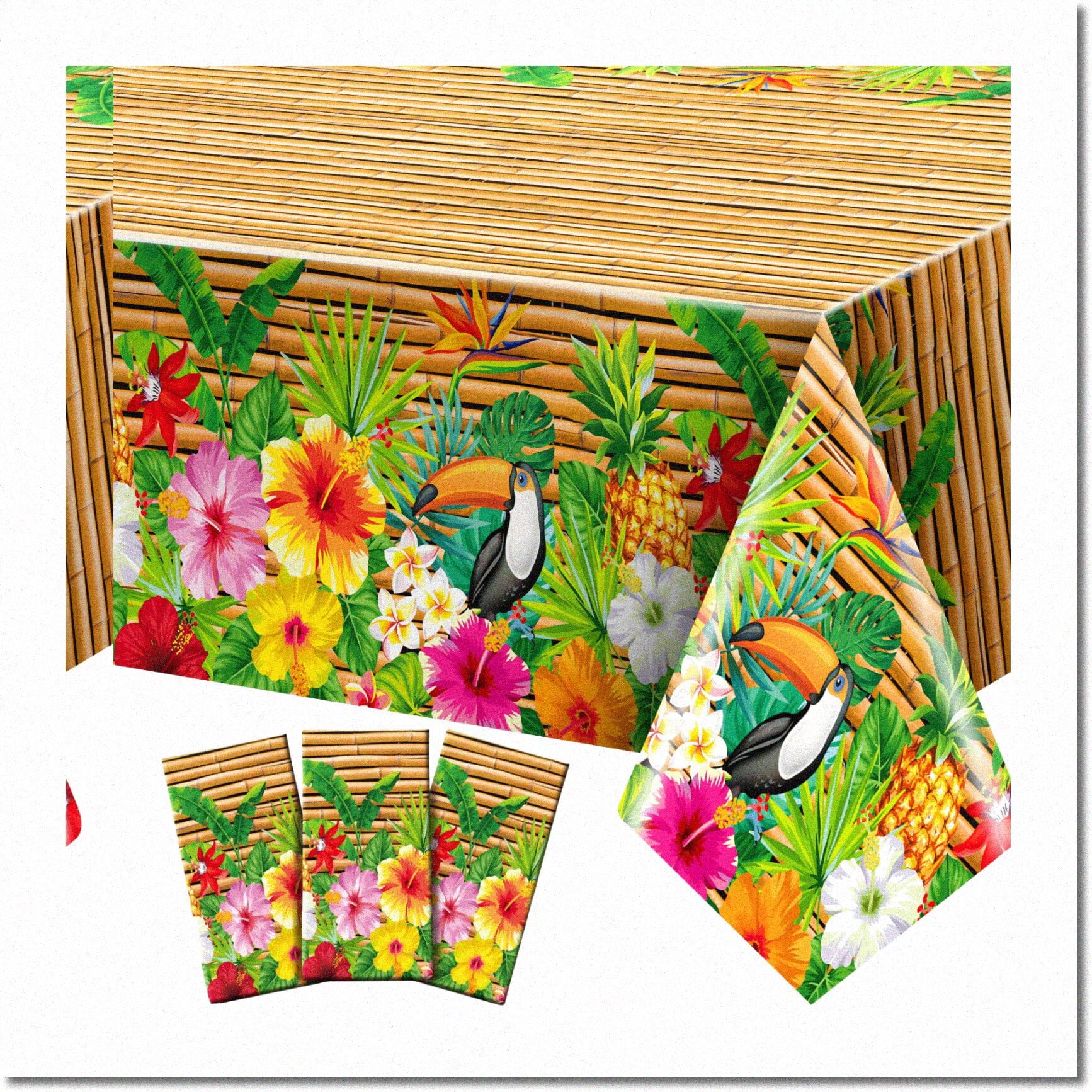 Aloha Tiki Tablecloth - Luau Party Decorations with Disposable Plastic ...