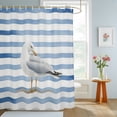 Bathroom Shower Curtain Summer Beach Seagull Stripe Waterproof Shower ...