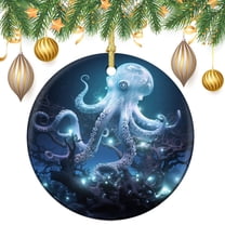 Christmas Ceramic Ornament Octopus In Night Stocking Name Tags Nautical ...