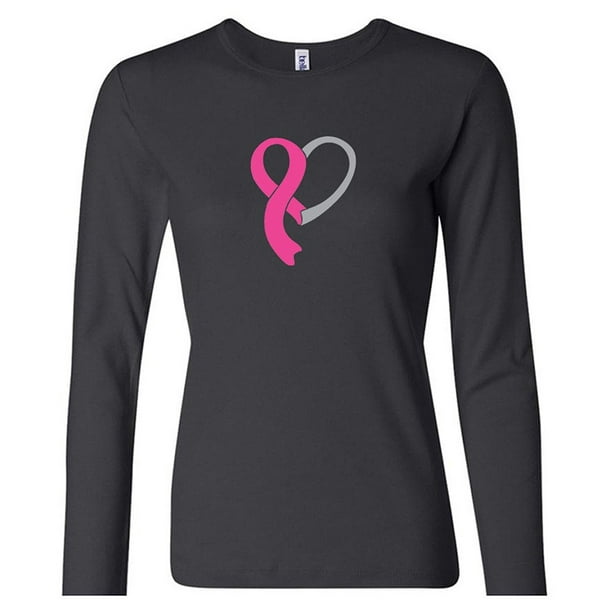 Buy Cool Shirts - Ladies Breast Cancer Awareness Heart Ribbon Long ...